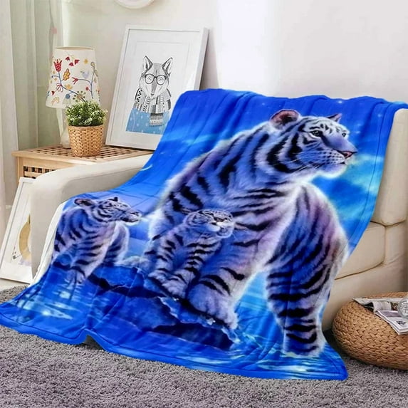 3D Tiger blanket Super Soft For Spring Autumn Modern Line Art Sherpa ...