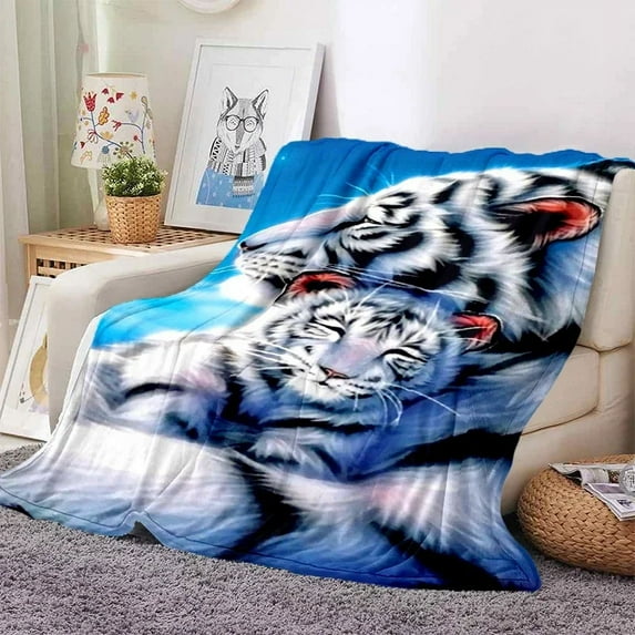 3D Tiger blanket Super Soft For Spring Autumn Modern Line Art Sherpa ...