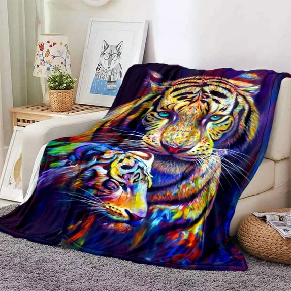 3D Tiger blanket Super Soft For Spring Autumn Modern Line Art Sherpa ...