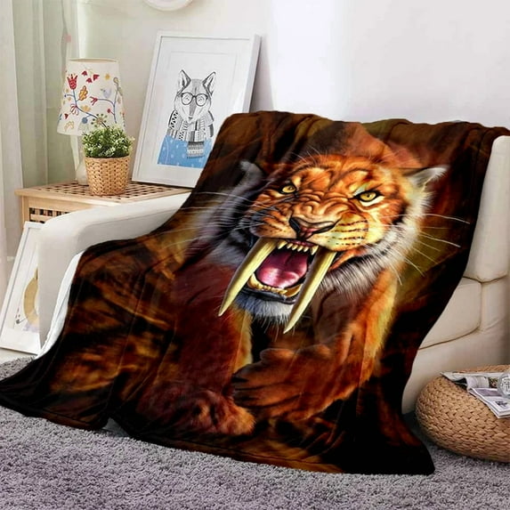 3D Tiger blanket Super Soft For Spring Autumn Modern Line Art Sherpa ...