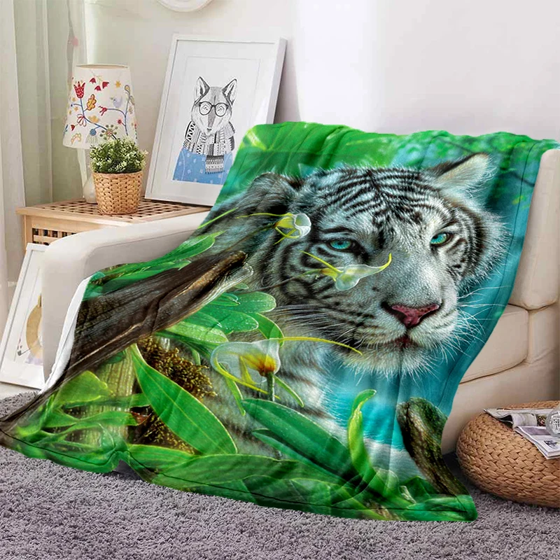 3D Tiger blanket Super Soft For Spring Autumn Modern Line Art Sherpa ...
