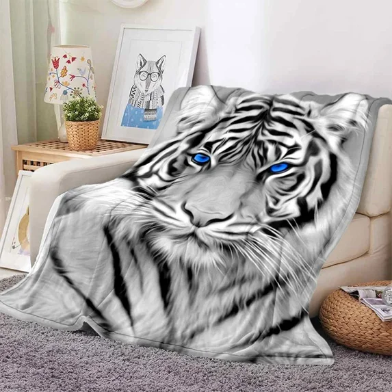 3D Tiger blanket Super Soft For Spring Autumn Modern Line Art Sherpa ...