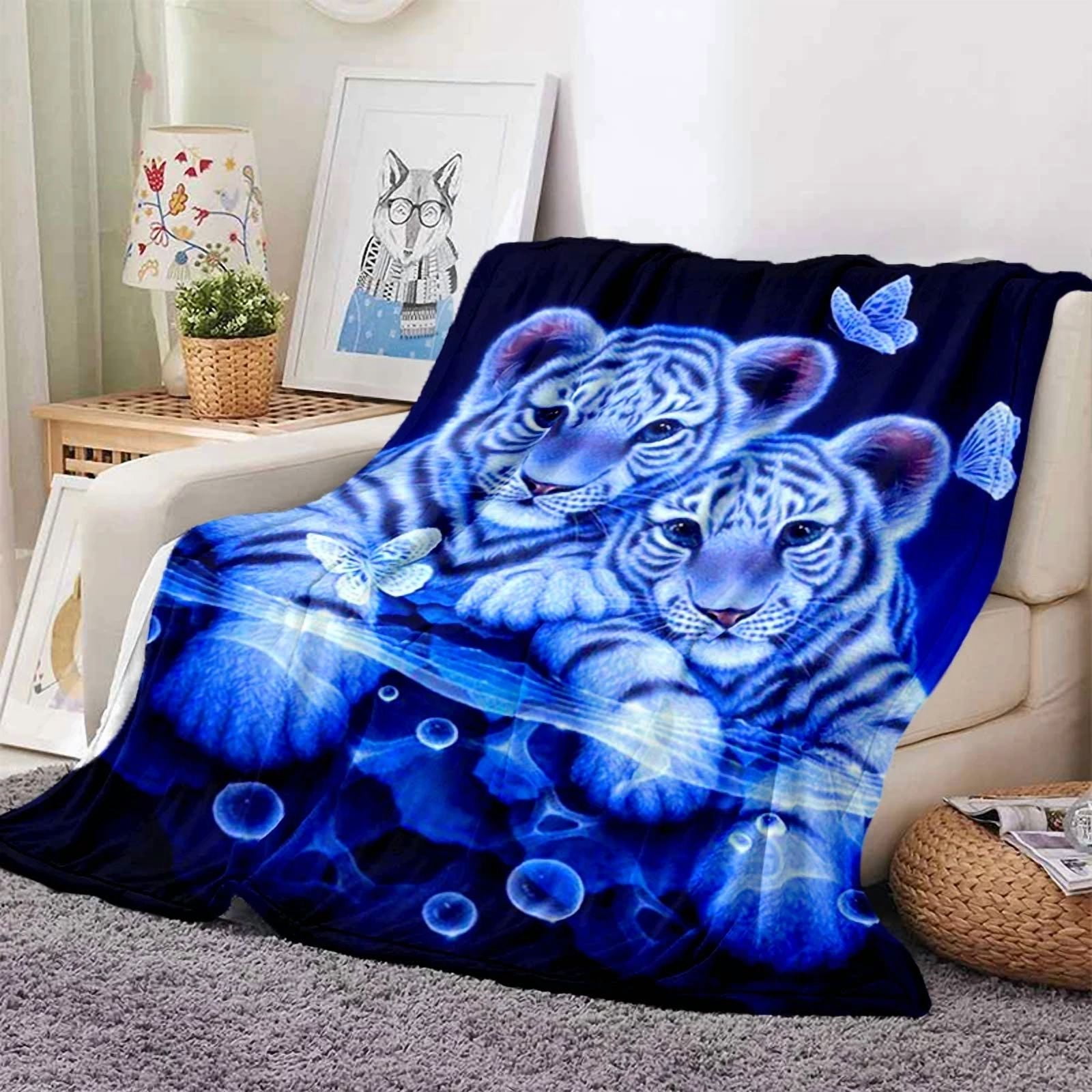 3D Tiger blanket Super Soft For Spring Autumn Modern Line Art Sherpa ...