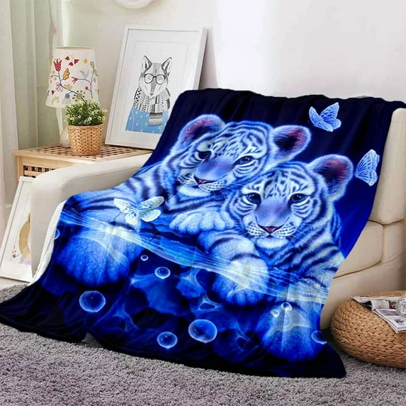 3D Tiger blanket Super Soft For Spring Autumn Modern Line Art Sherpa ...