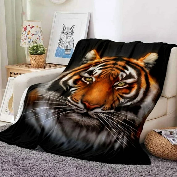 3D Tiger blanket Super Soft For Spring Autumn Modern Line Art Sherpa ...