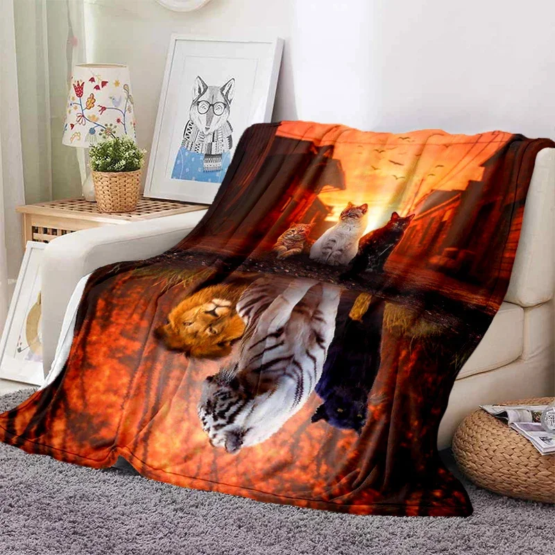 3D Tiger blanket Super Soft For Spring Autumn Modern Line Art Sherpa ...