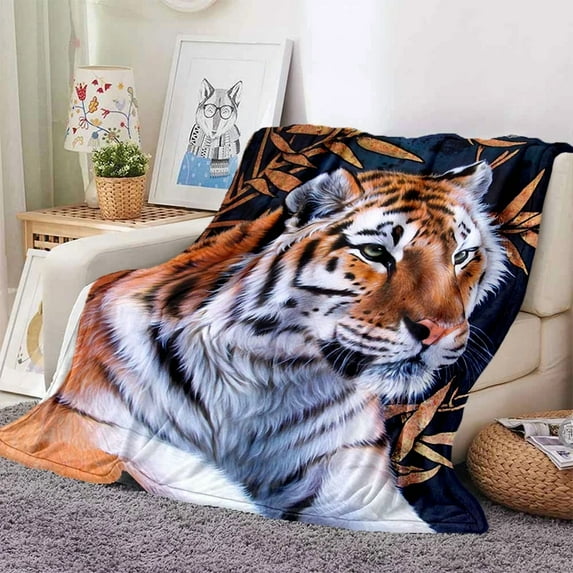 3D Tiger blanket Super Soft For Spring Autumn Modern Line Art Sherpa ...