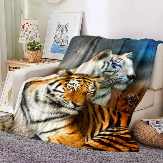 3D Tiger blanket Super Soft For Spring Autumn Modern Line Art Sherpa ...
