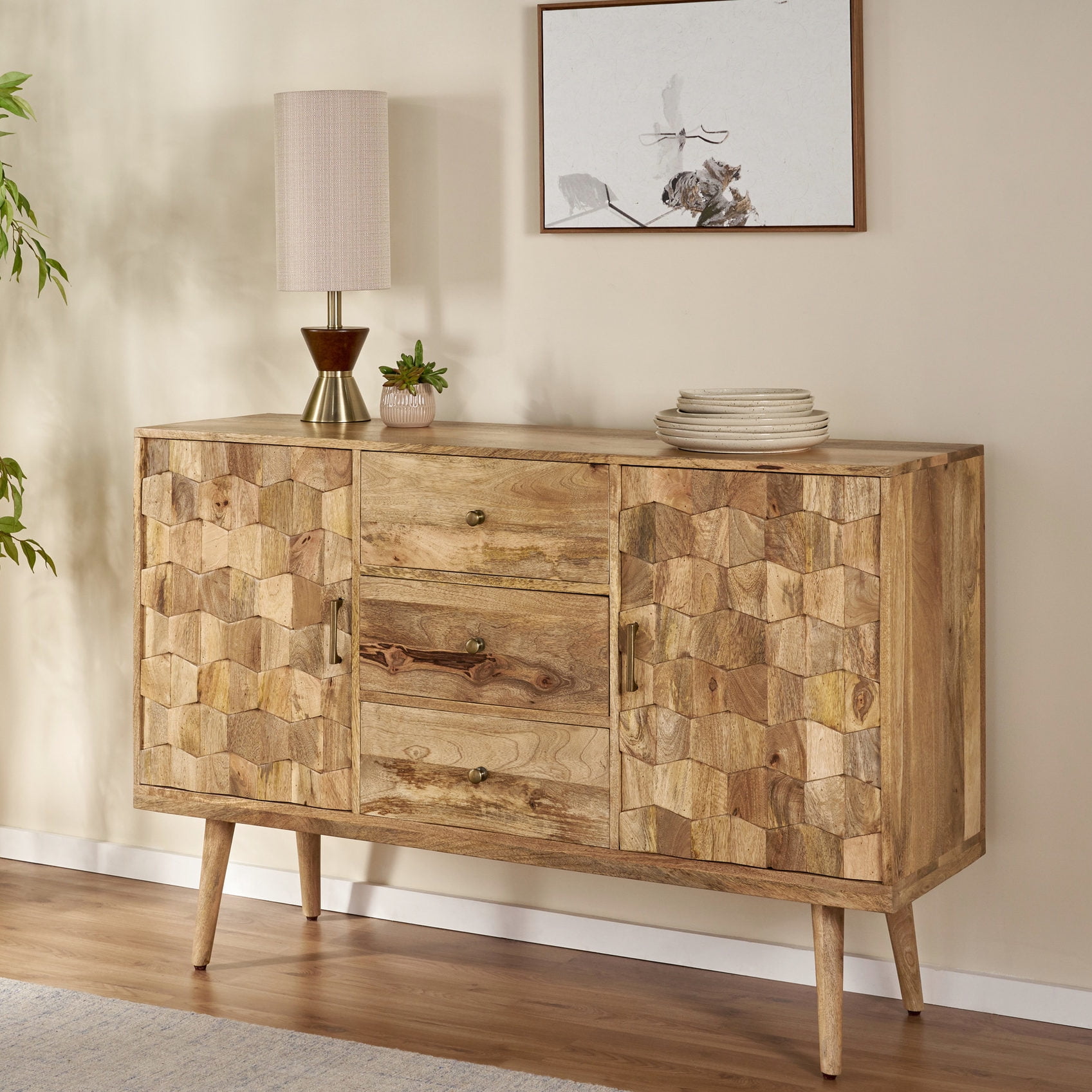 3D Tile Weave 3 Drawer 2 Door Sideboard / Clean Lines for Fresh Decor ...