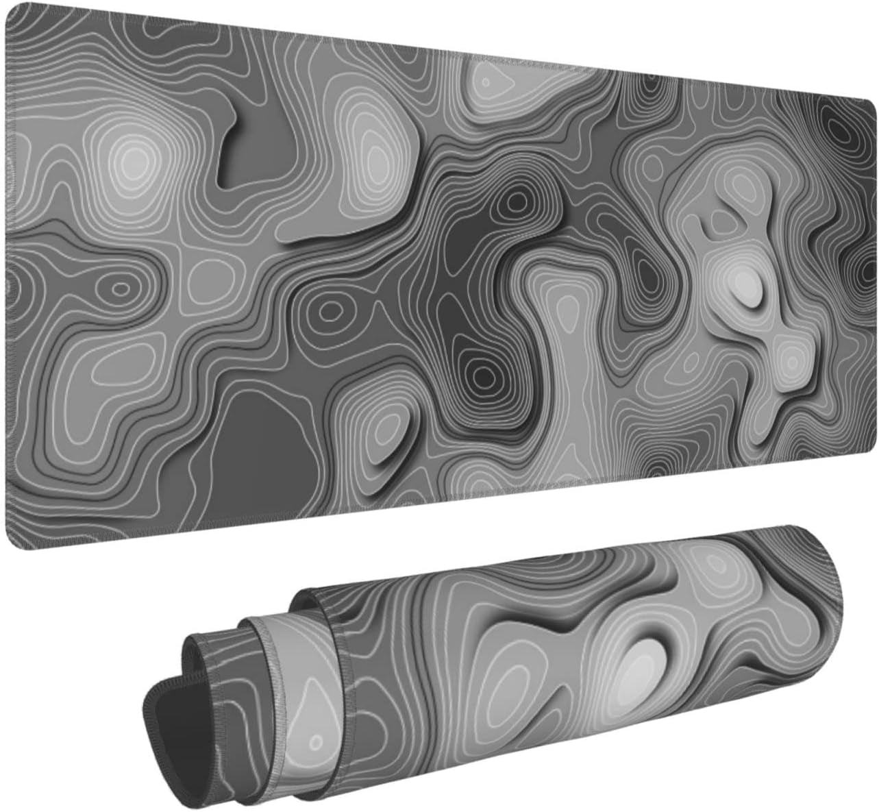 3D Topographic Map Mouse Pad Grey White Gaming Mouse Pad Mouse Pad ...