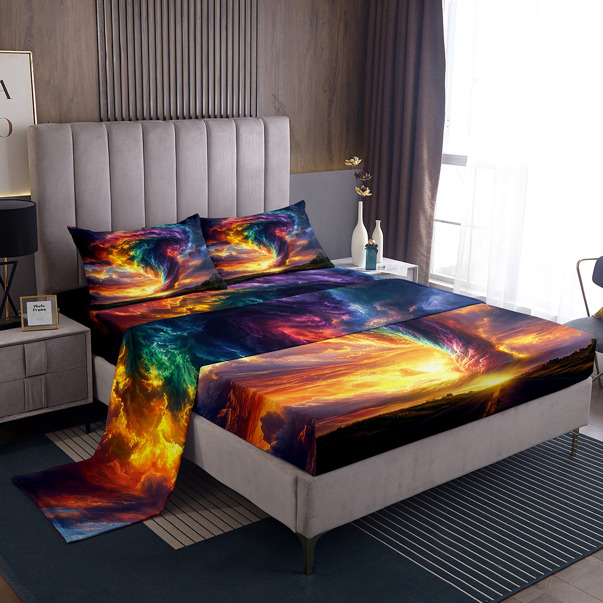 3D Tornado Bed Sheets Set Adults Colorful Tornado Sheets,Natural ...