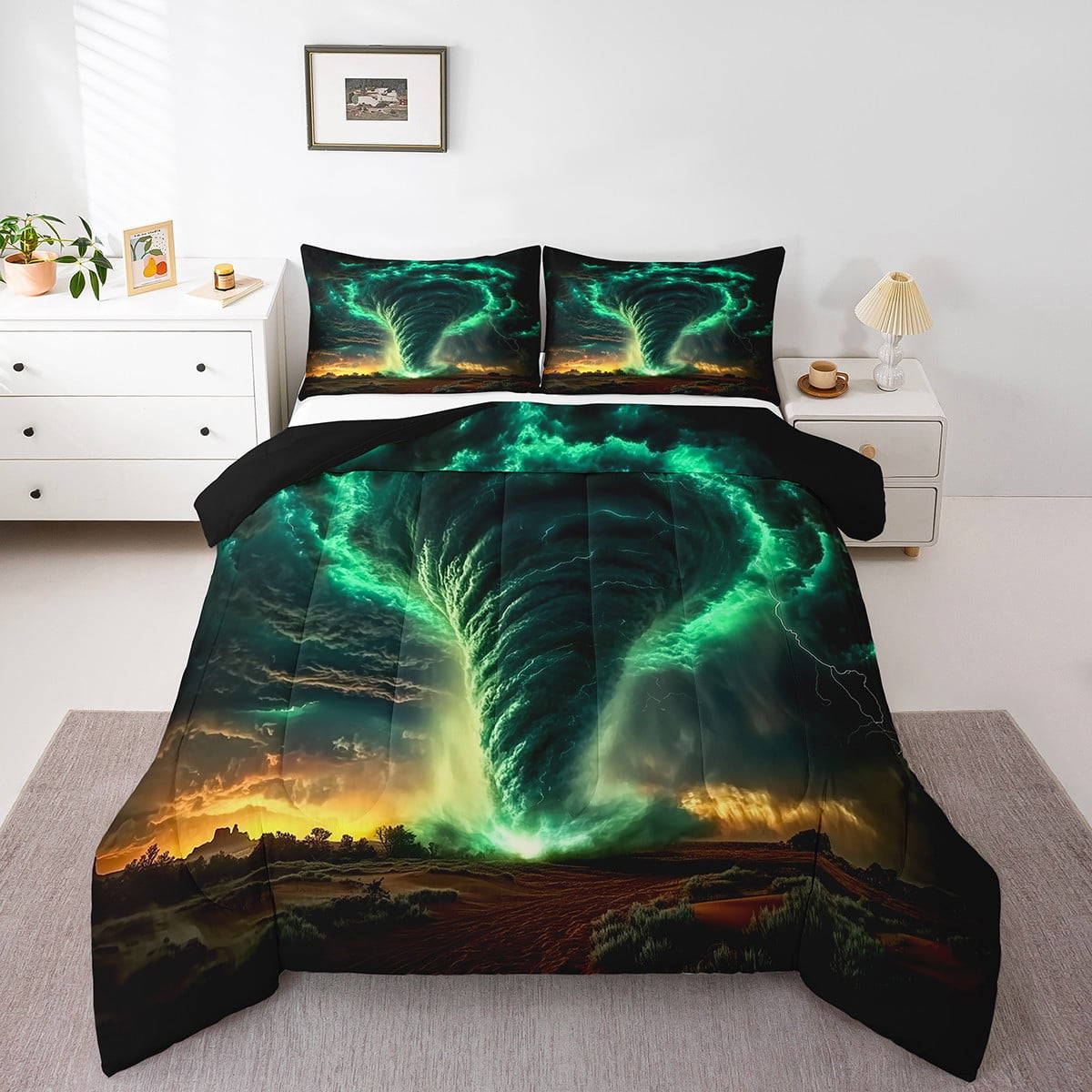 3D Tornado Bedding Set Queen Size Bedroom,Natural Disaster Comforter ...