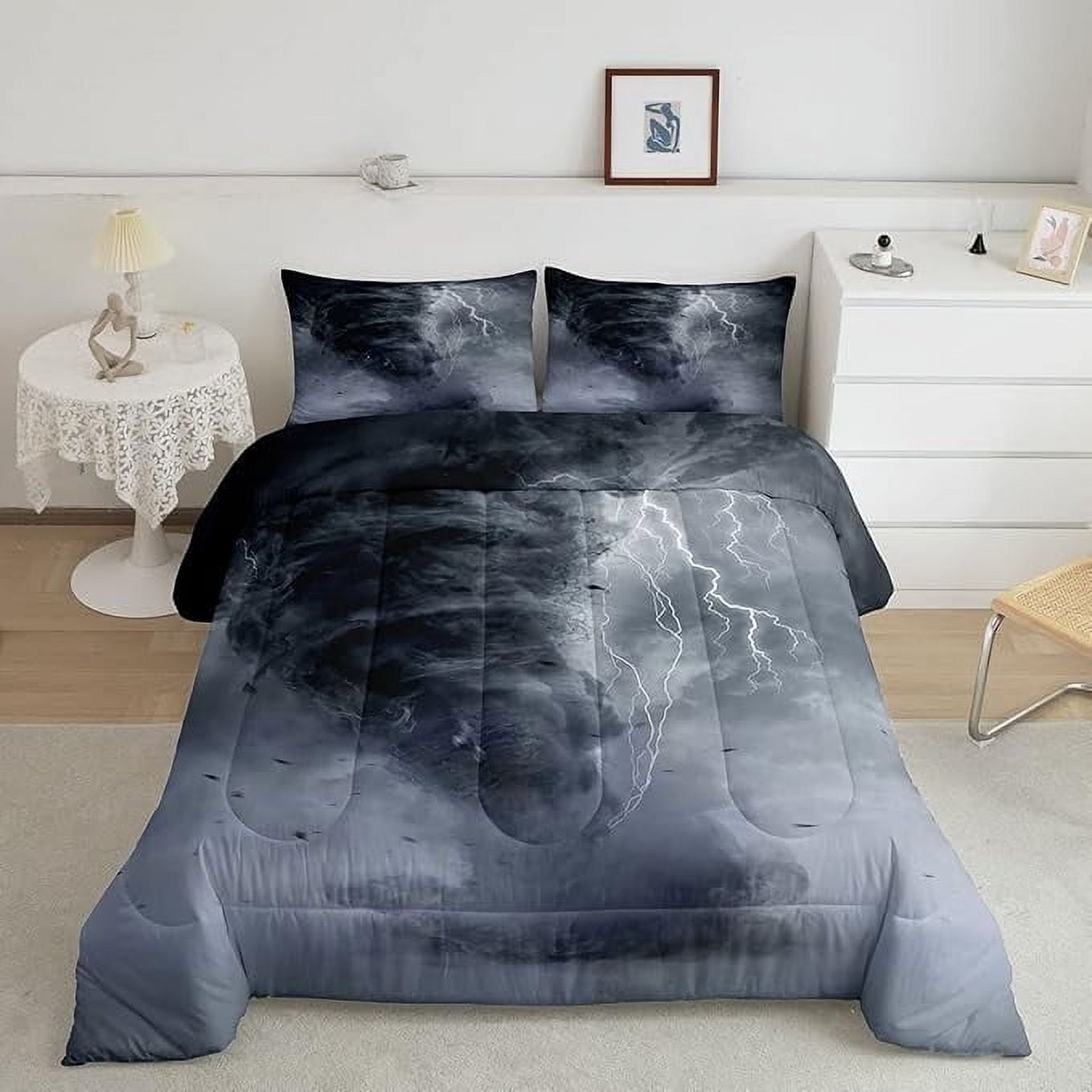 3D Tornado Comforter Set for Teens Lightning Bedding Set Natural ...
