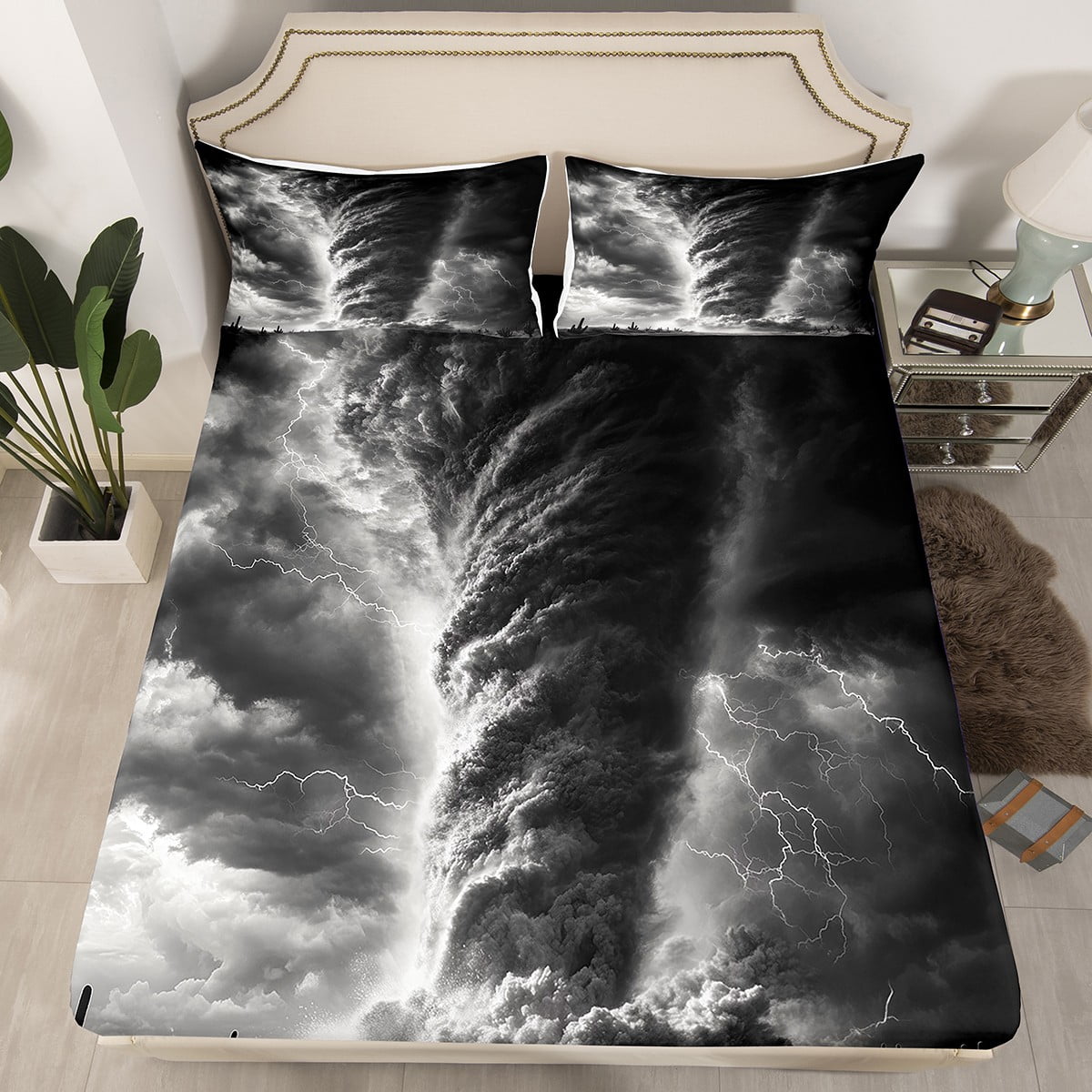 3D Tornado Fitted Sheet Horror Disaster Pattern Bedding Set Tornado ...