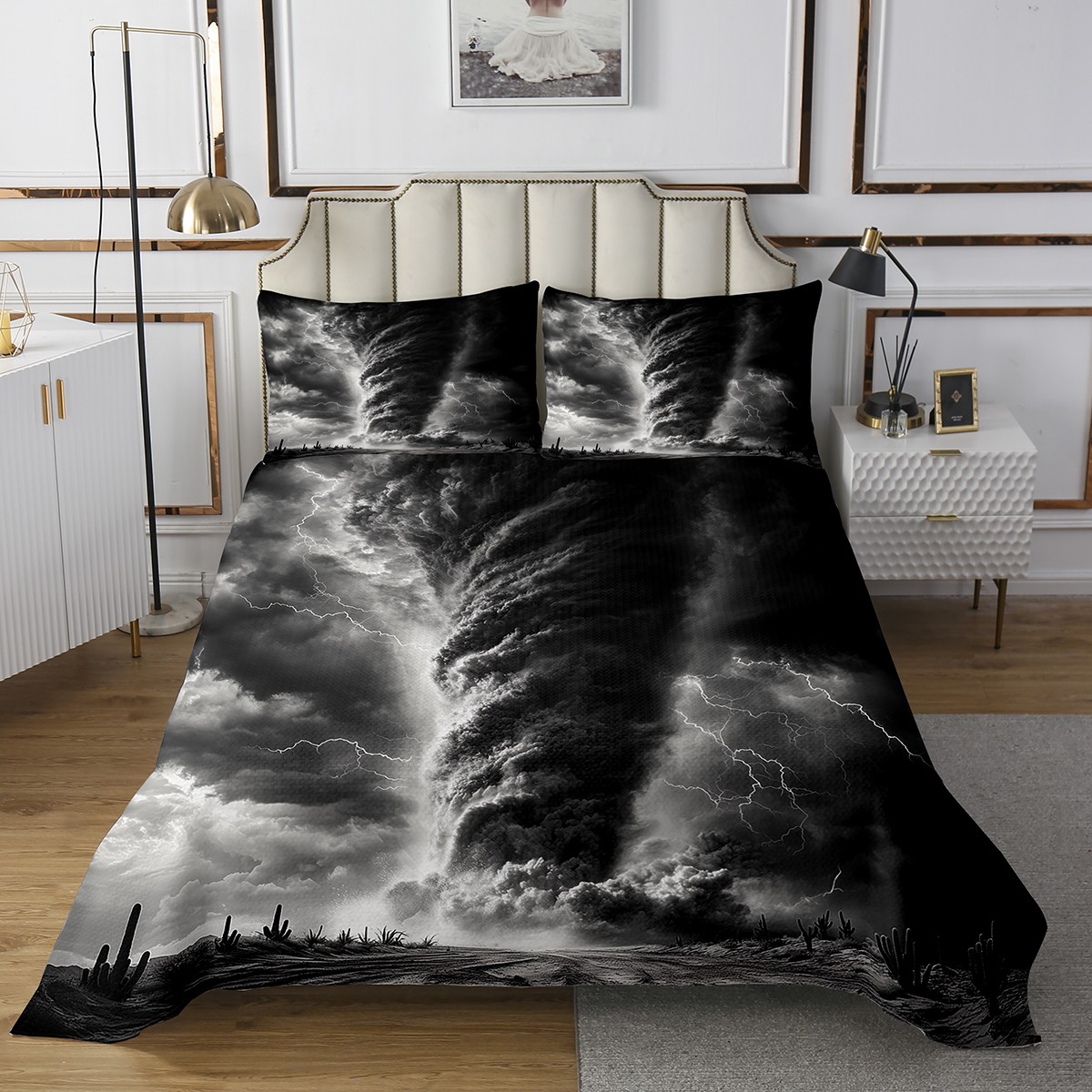 3D Tornado Quilt Set Horror Disaster Pattern Bedspread Set Tornado ...