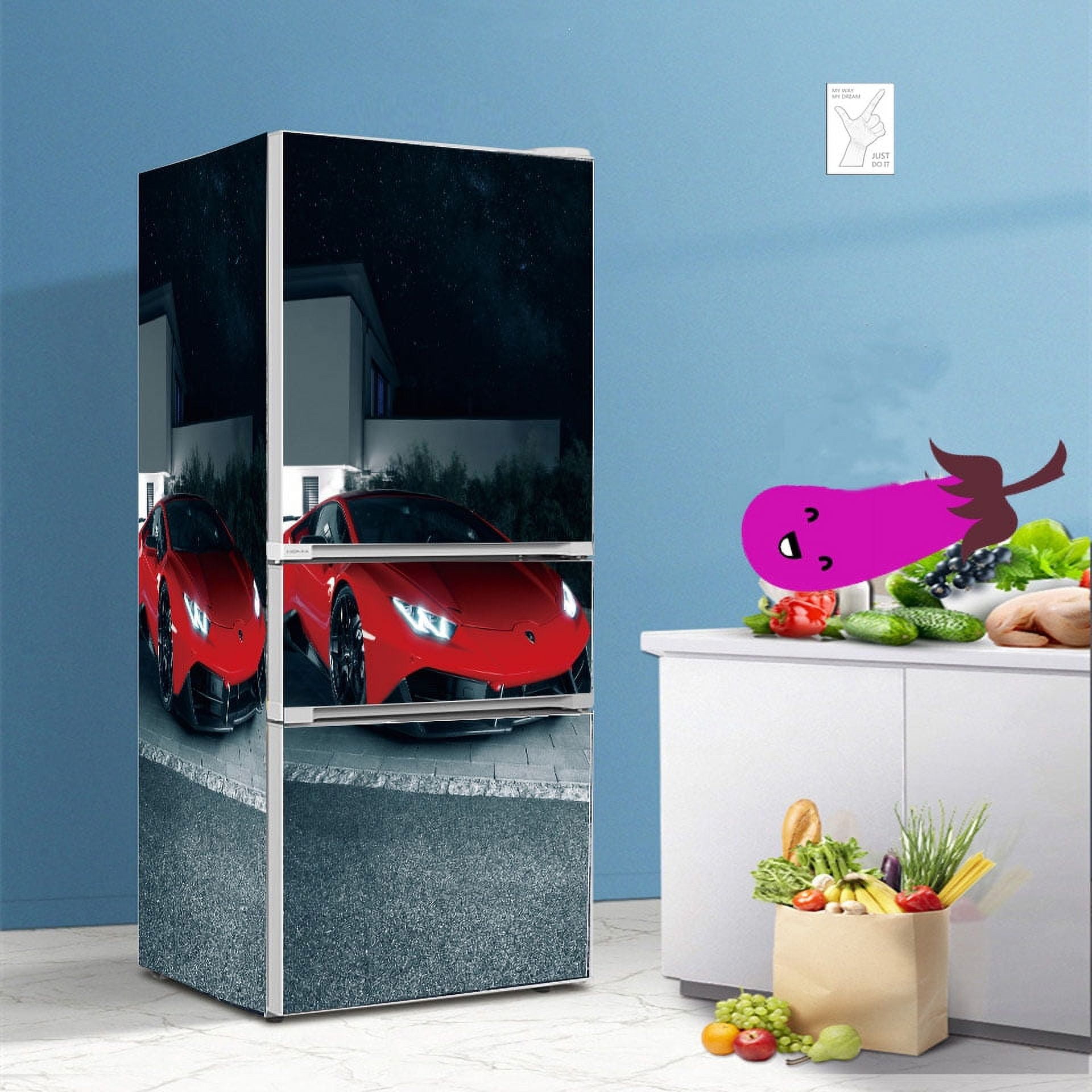 3D Tower Car Fridge Wallpaper Kitchen Refrigerator Cover Decals ...