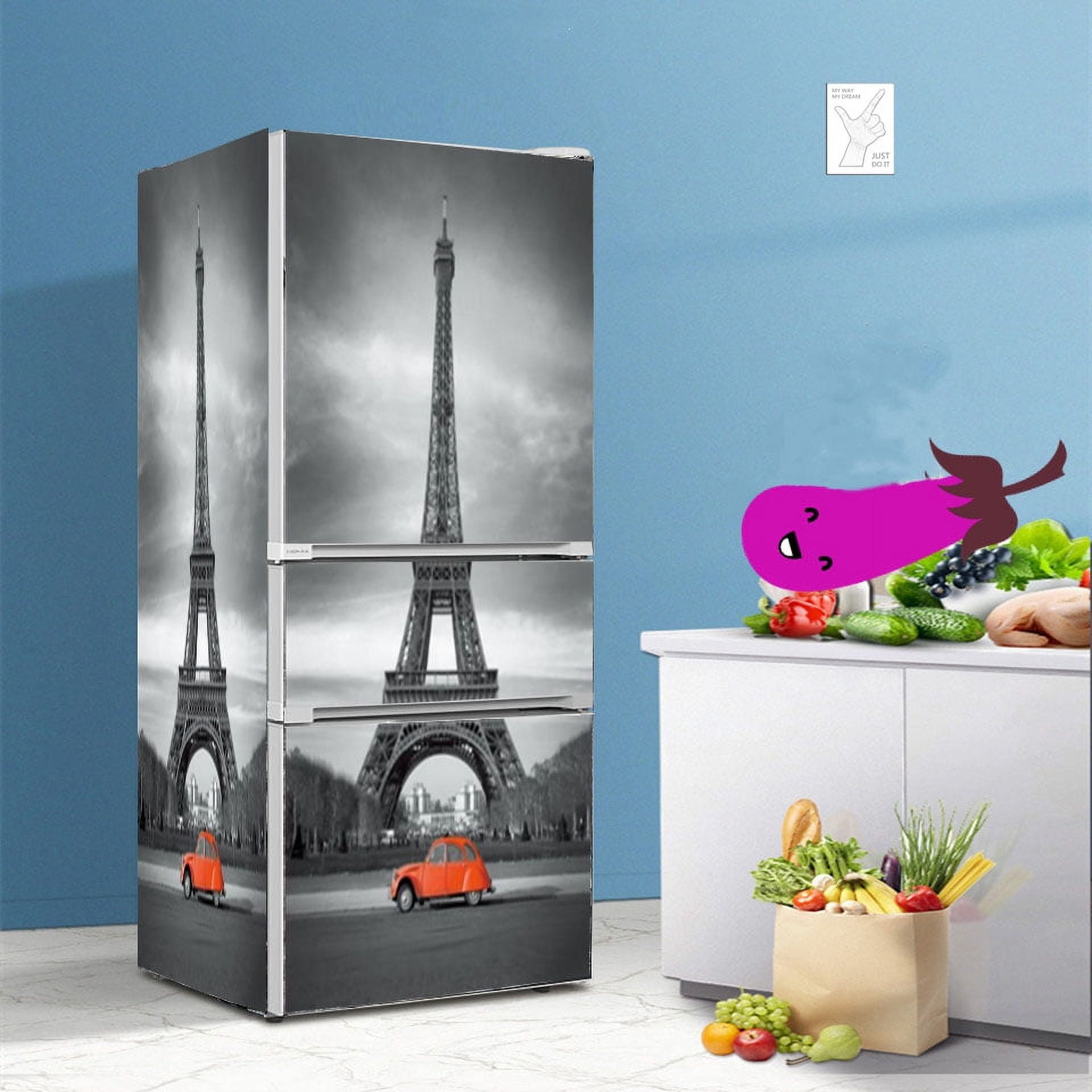 3D Tower Car Fridge Wallpaper Kitchen Refrigerator Cover Decals ...