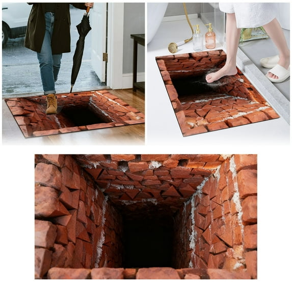 3D Trap Carpet Brick Patterned Bottom Front Door Mat for Living Room ...