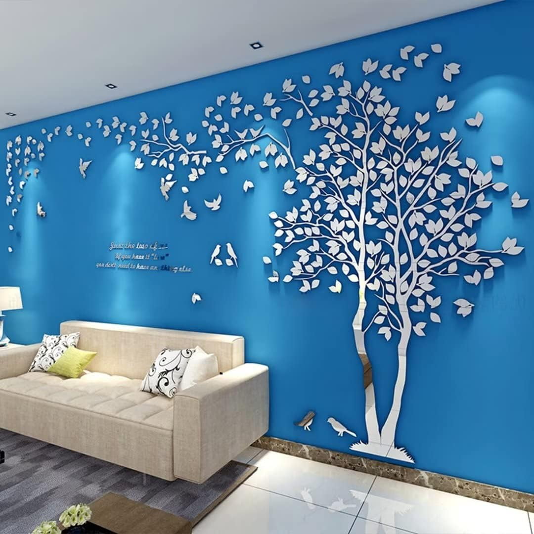 3D Tree Wall Stickers - DIY Tree and Birds Wall Decals Family Couple ...