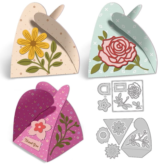 3D Triangle Box Cutting Dies Christmas Candy Box Card Making Die ...