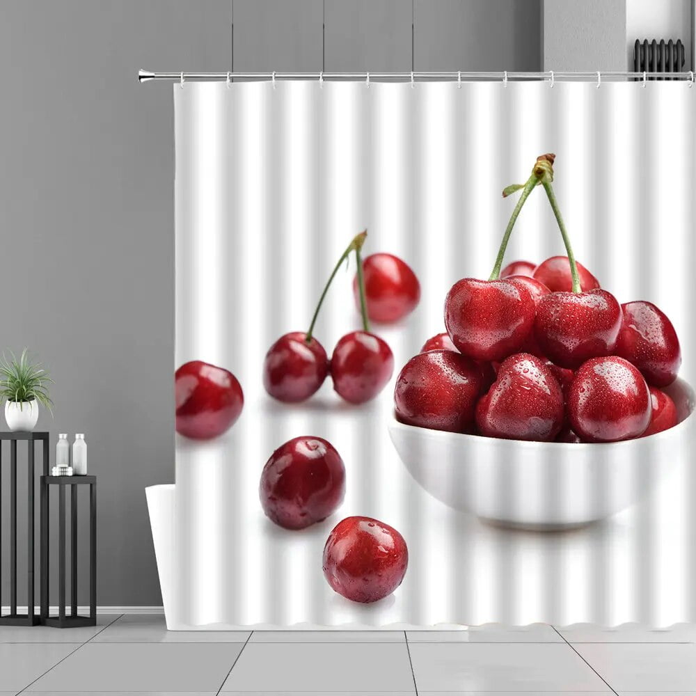 3D Tropical Fruit Shower Curtain With Hook Pineapple Peach Banana Lemon ...