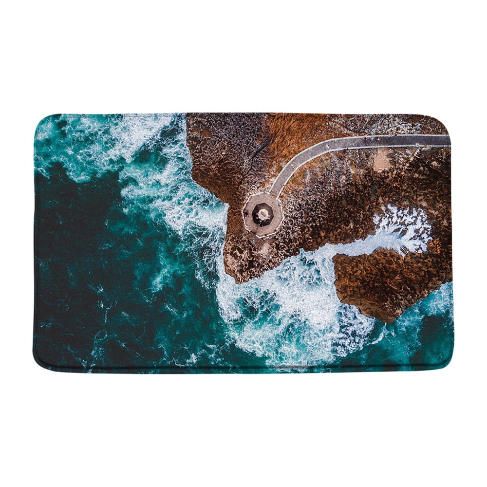 3D Tropical Sea Beach Bathroom Rug Set Natural Scenery Ocean Waves Non ...