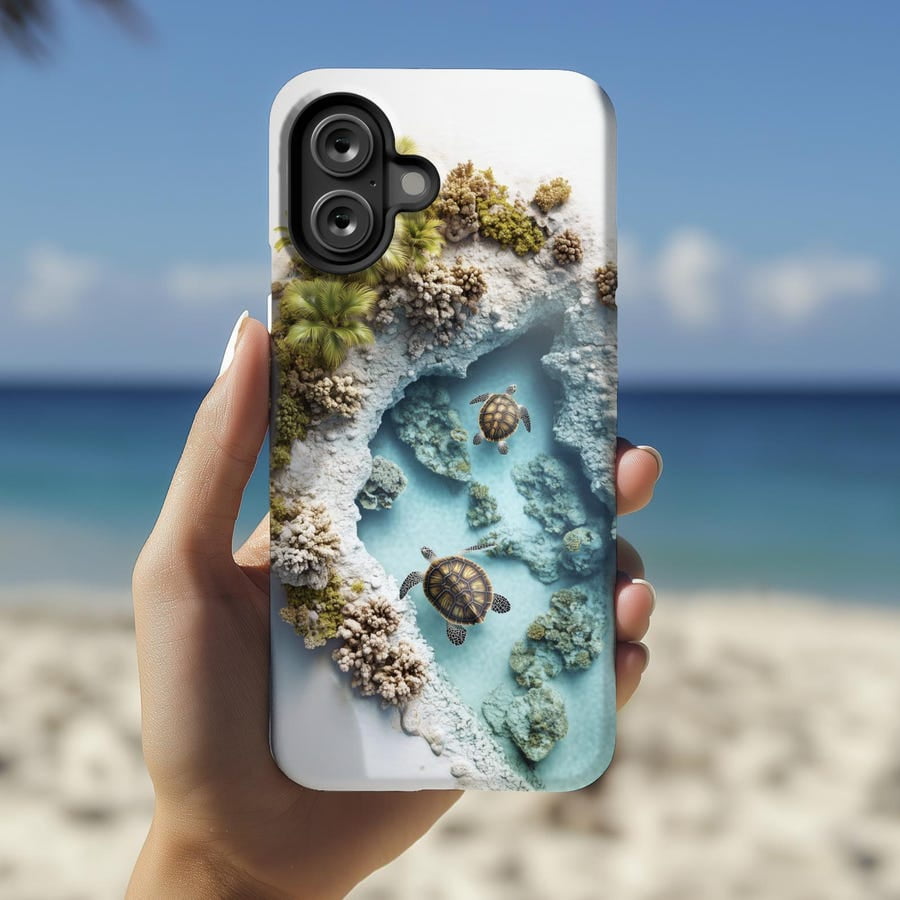 3D Tropical Sea Turtle and Coral Beach Mag-Compatible Phone Case 11 12 ...