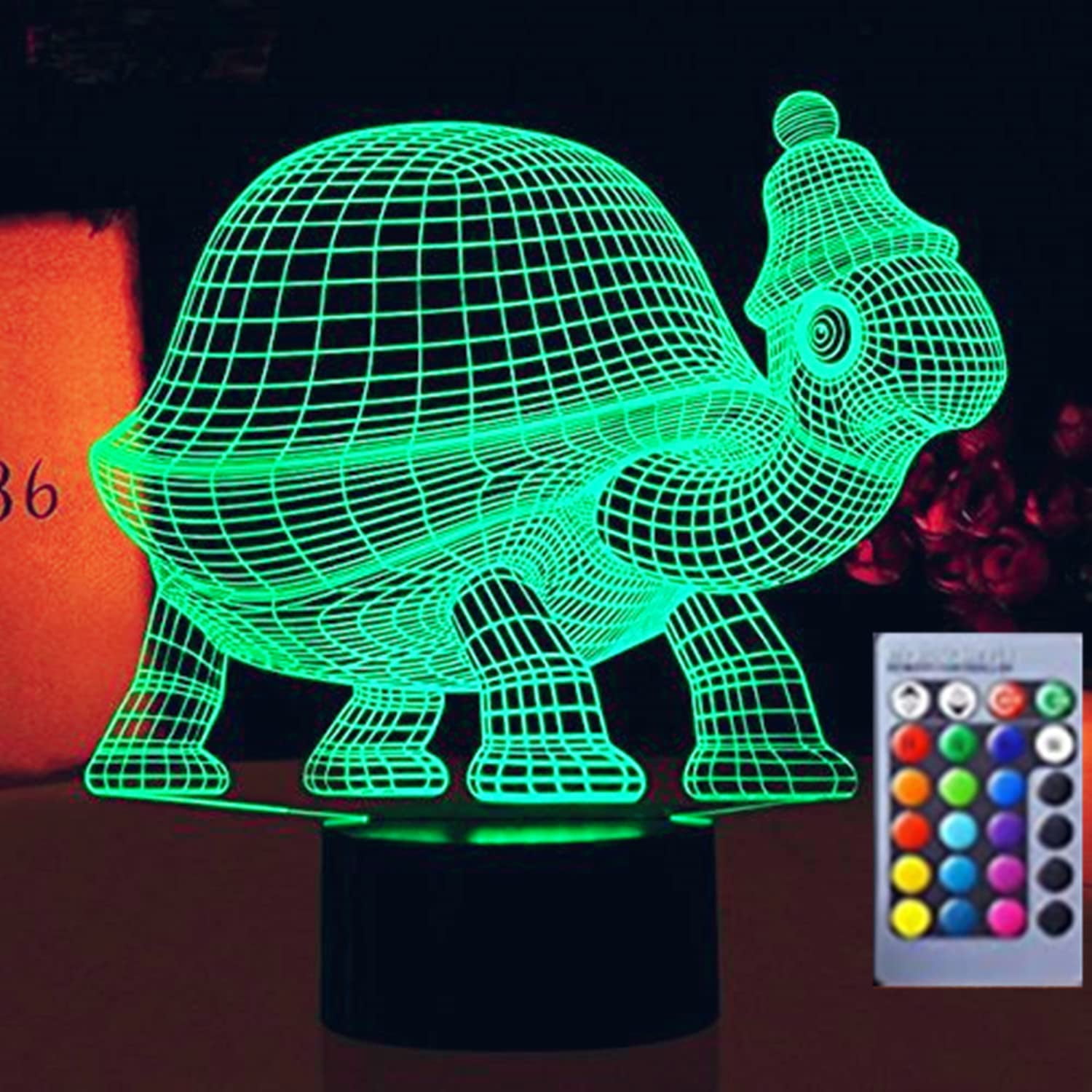 3D Turtle Night Light Led Decor Table Desk Optical Illusion Lamps 16 ...