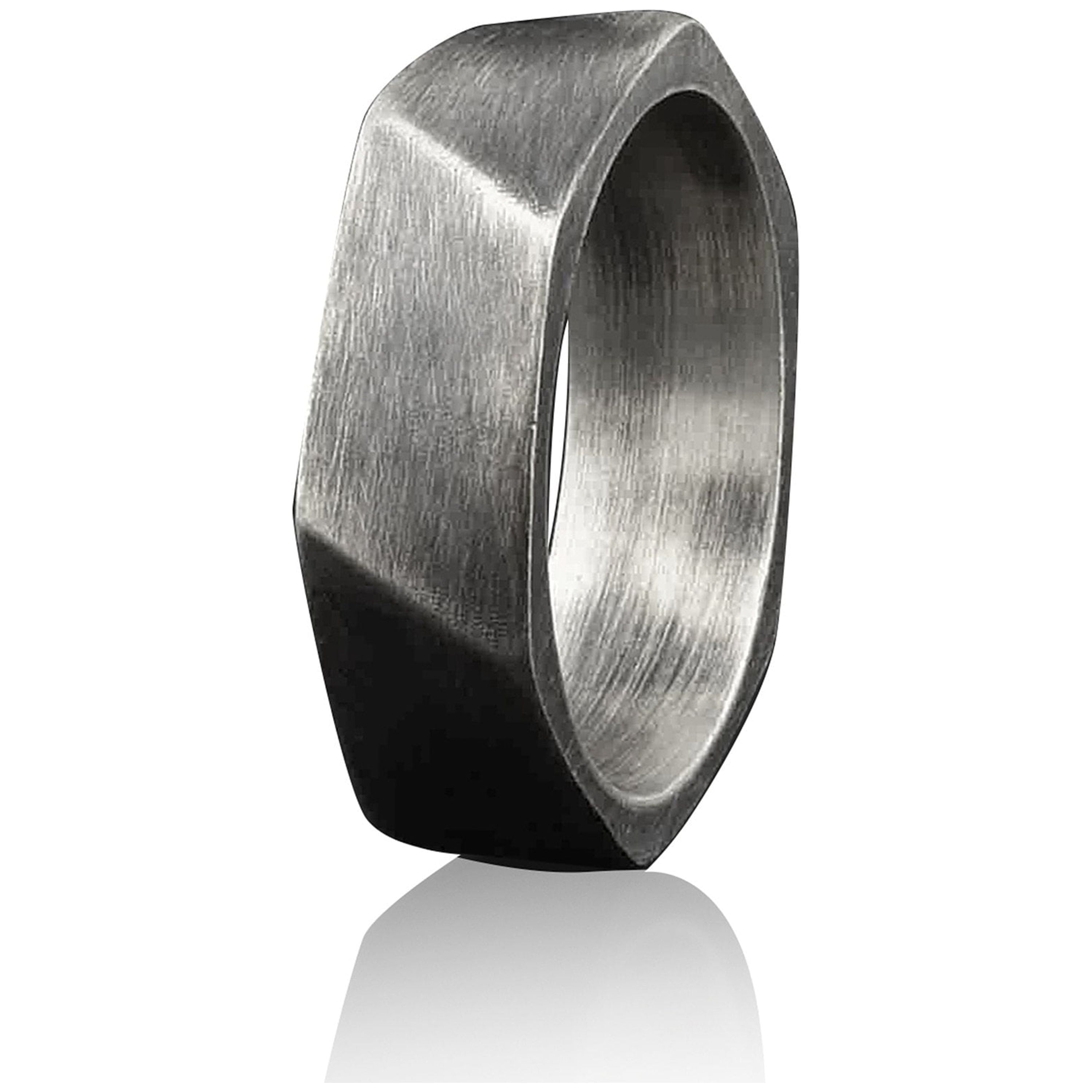 3D Twisted Hexagonal Handmade Sterling Silver Men Band Ring, Geometric ...