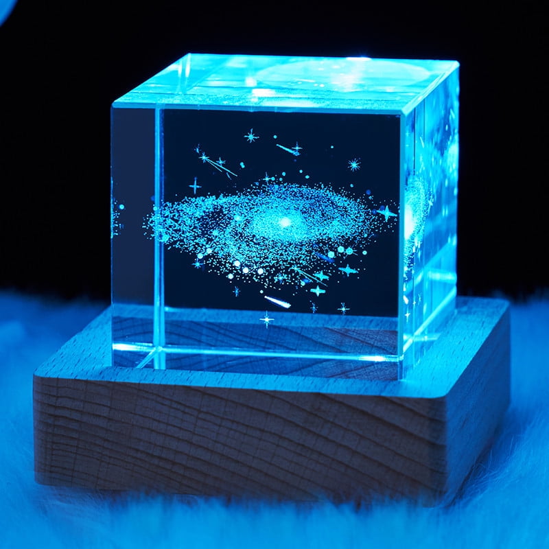 3D USB Crystal Cube Night Light for Home Table Lamp Carved Luminous ...