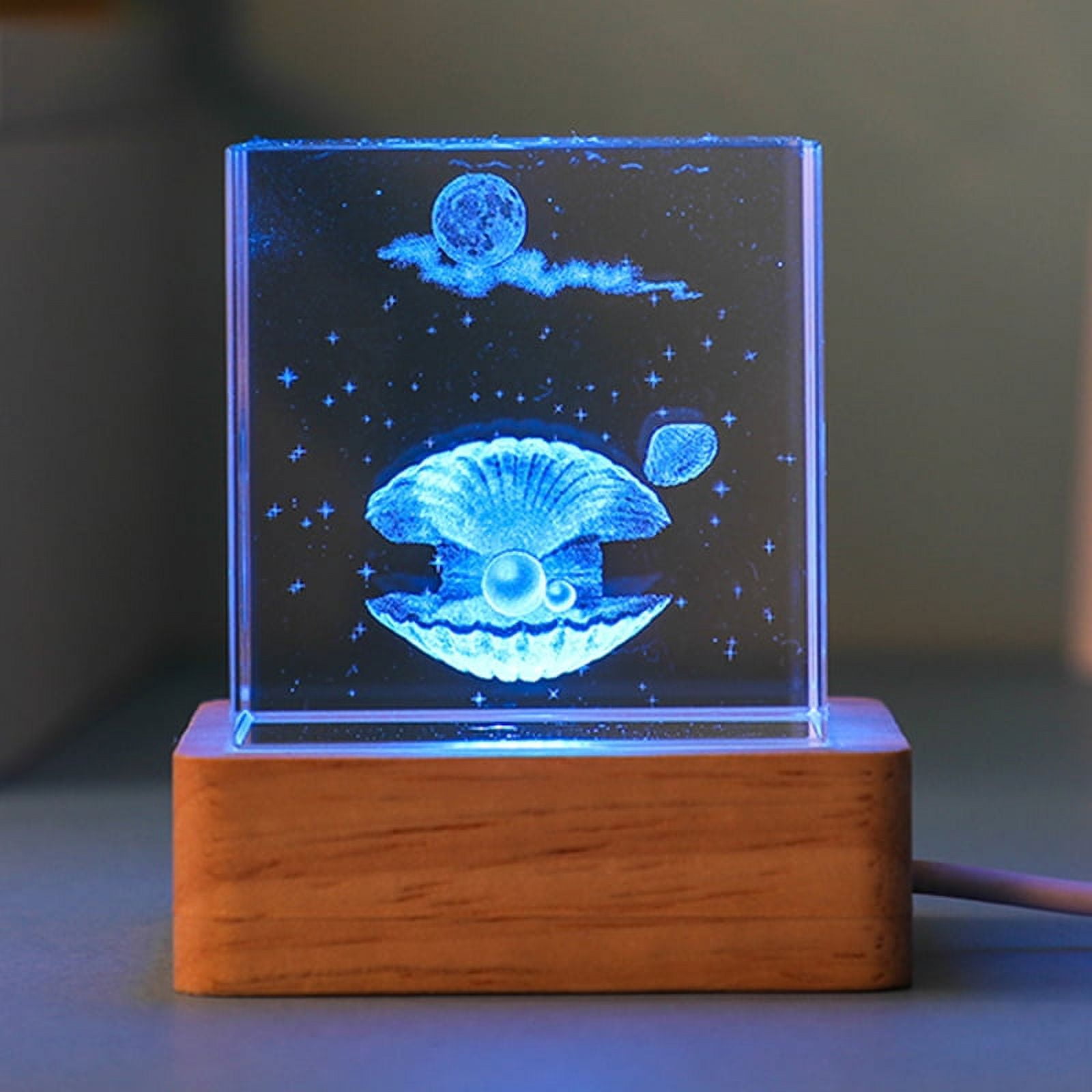 3D USB Ocean Series Crystal Cube Night Light for Home Table Lamp Carved ...