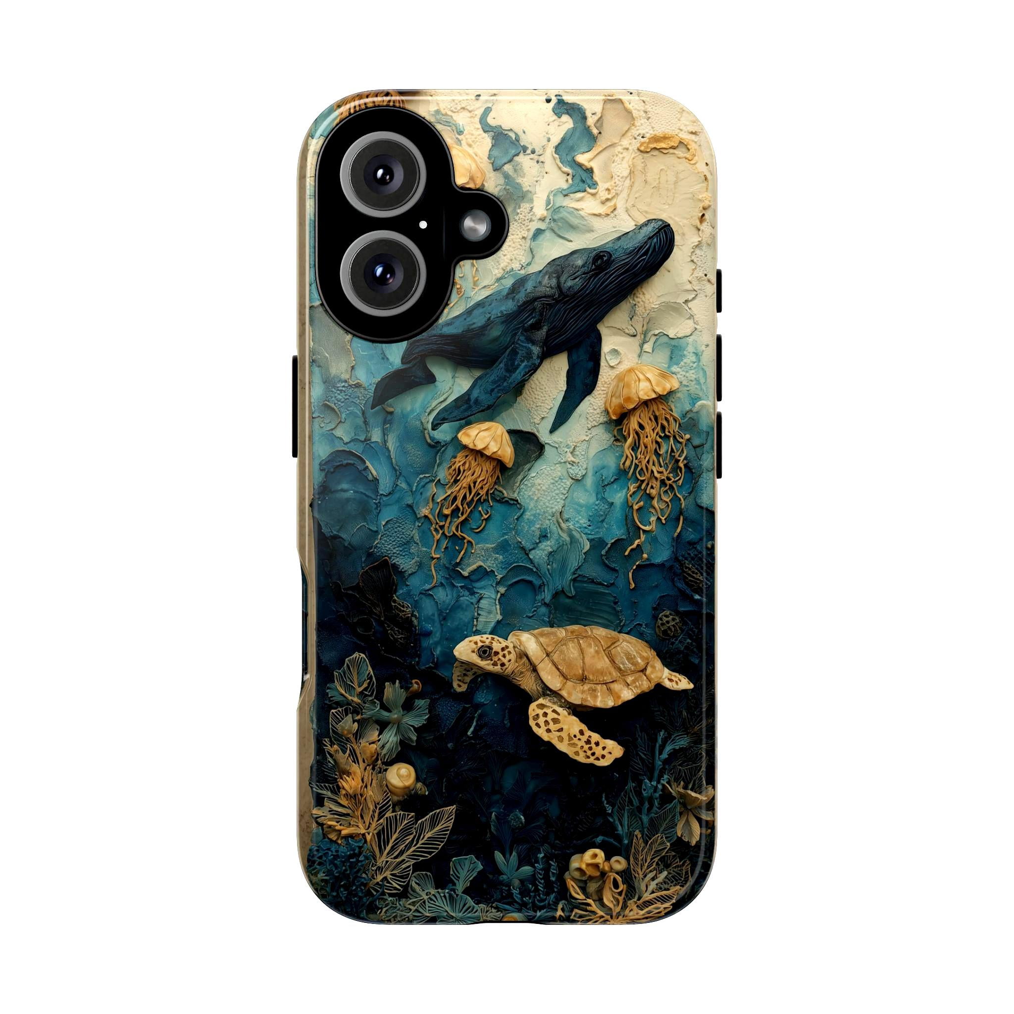 3D Underwater Whale Turtle Phone Case Ocean Marine Life iPhone 17 16 15 ...