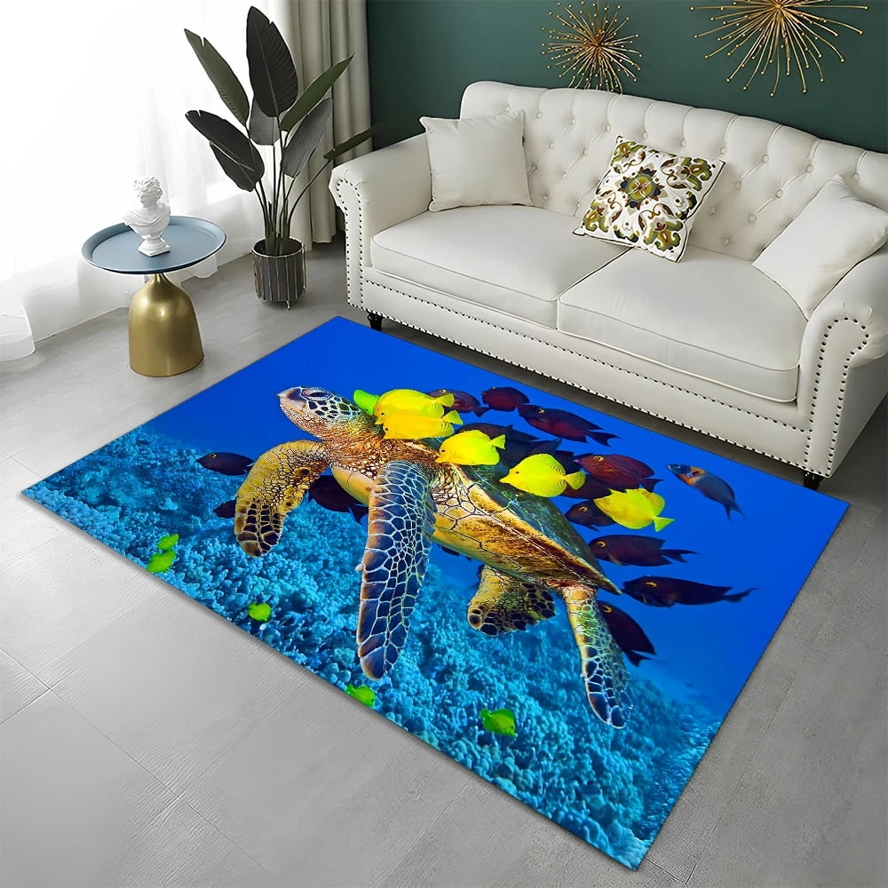 3D Underwater World Fish Carpet Ocean Animal Area Rug For Living Room ...