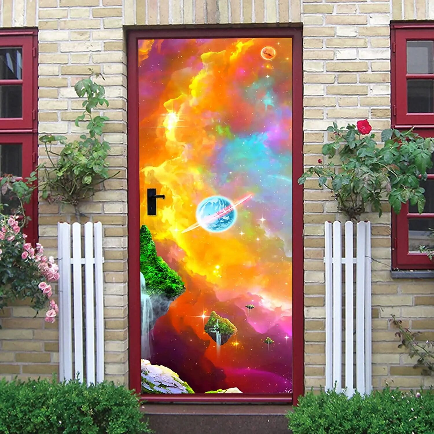 3D Universe Planet Door Stickers Outer Space Decal Starry Sky Mural ...