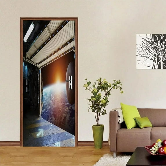 3D Universe Planet Door Stickers Outer Space Decal Starry Sky Mural ...