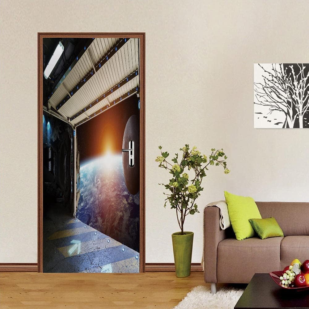 3D Universe Planet Door Stickers Outer Space Door Decal Space Starry ...