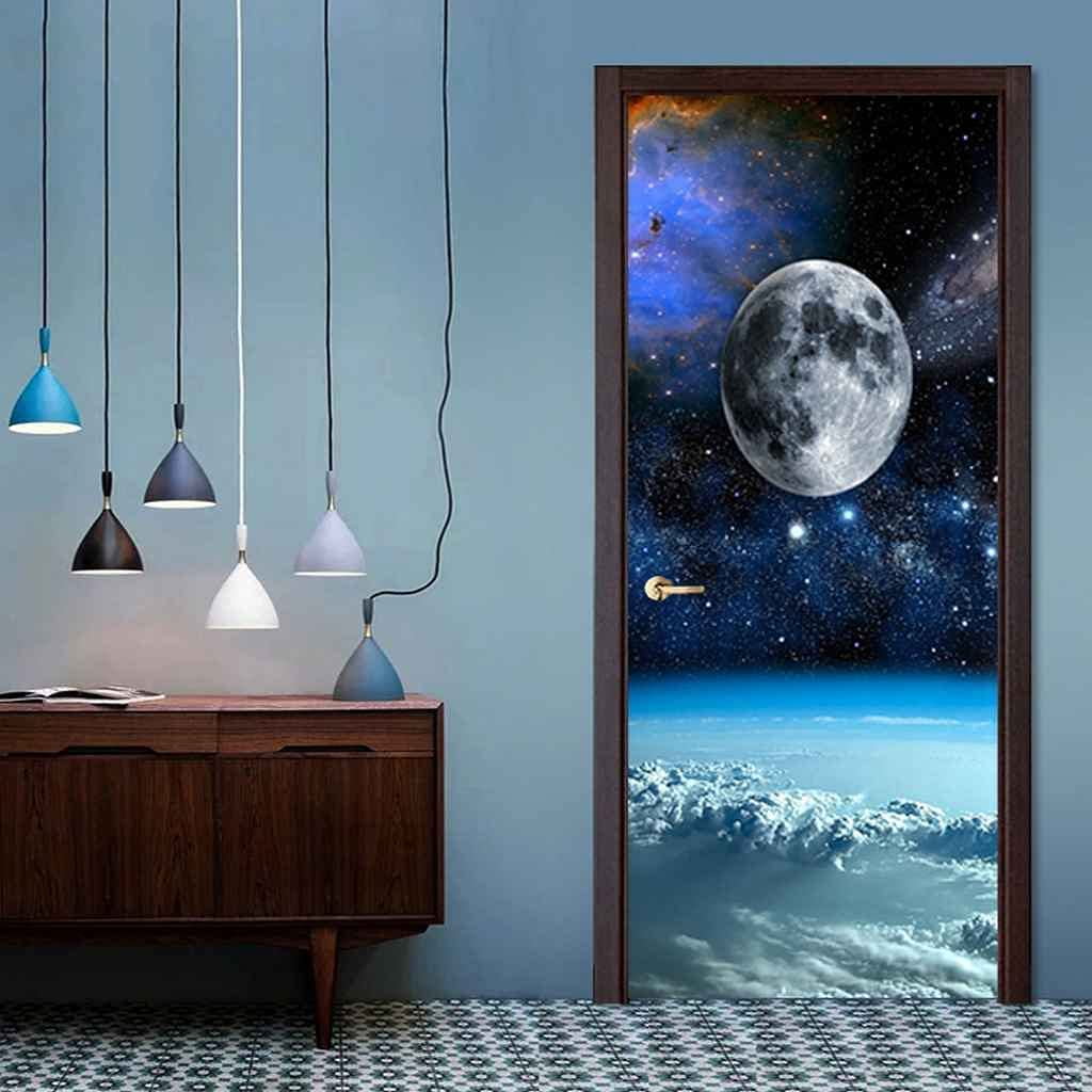 3D Universe Planet Door Stickers Outer Space Door Decal Space Starry ...