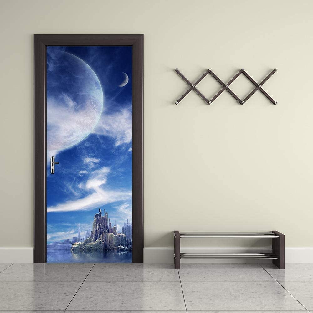 3D Universe Planet Door Stickers Outer Space Door Decal Space Starry ...