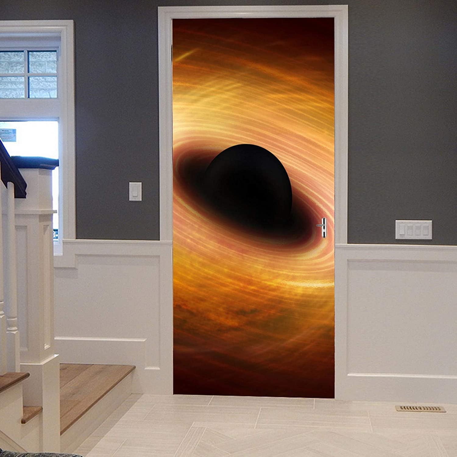 3D Universe Planet Door Stickers Outer Space Door Decal Space Starry Sky Mural Wallpaper Poster ...