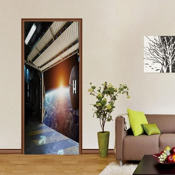 3D Universe Planet Door Stickers Outer Space Door Decal Space Starry ...
