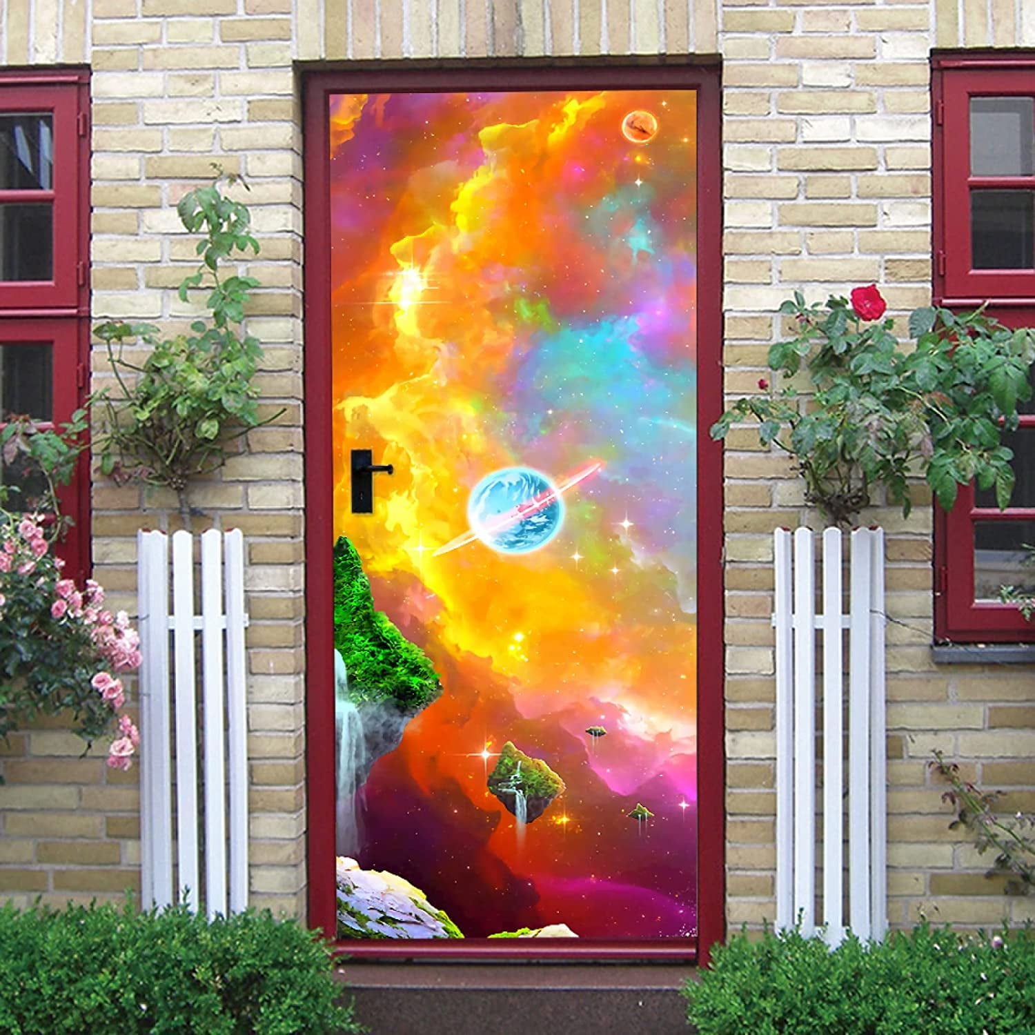 3D Universe Planet Door Stickers Outer Space Door Decal Space Starry ...