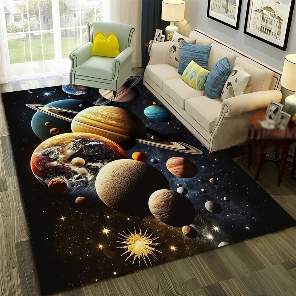 3D Universe Space Galaxy Planet Star Carpet Rug for Home Living Room ...