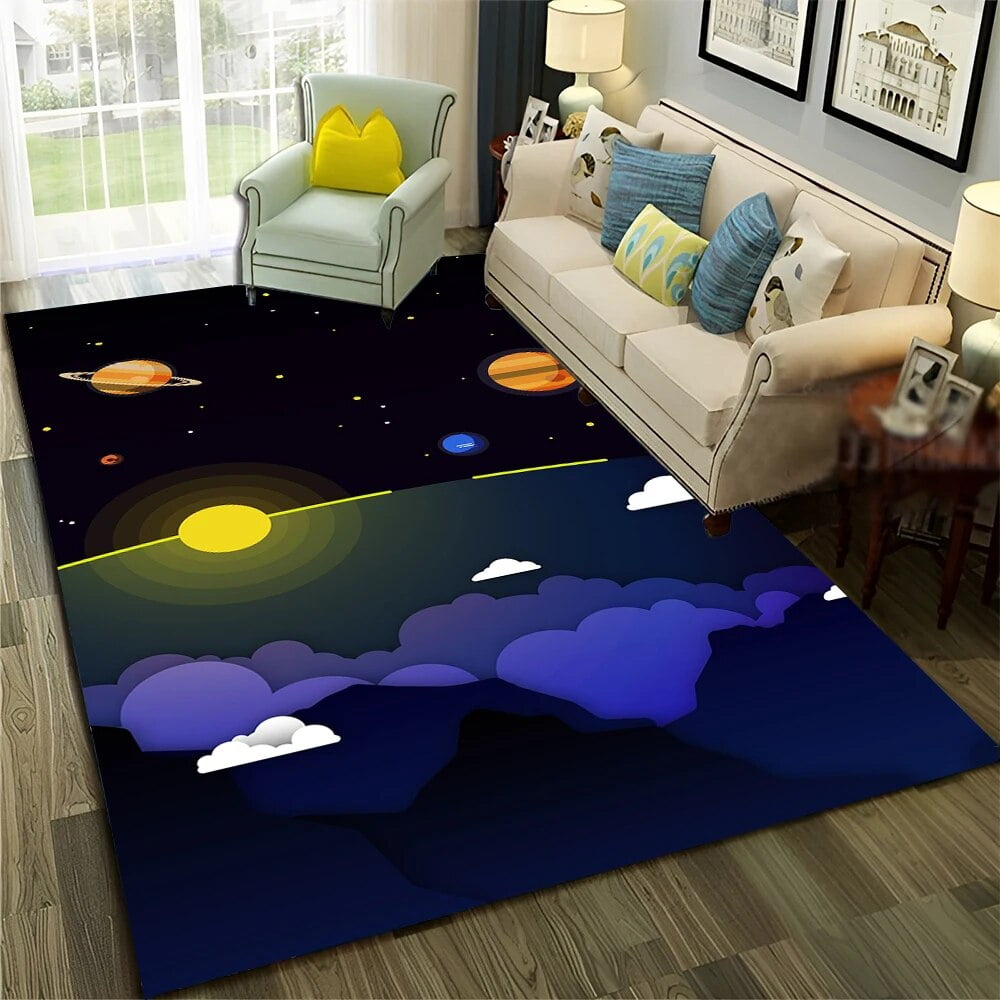 3D Universe Space Galaxy Planet Star Carpet Rug for Home Living Room ...