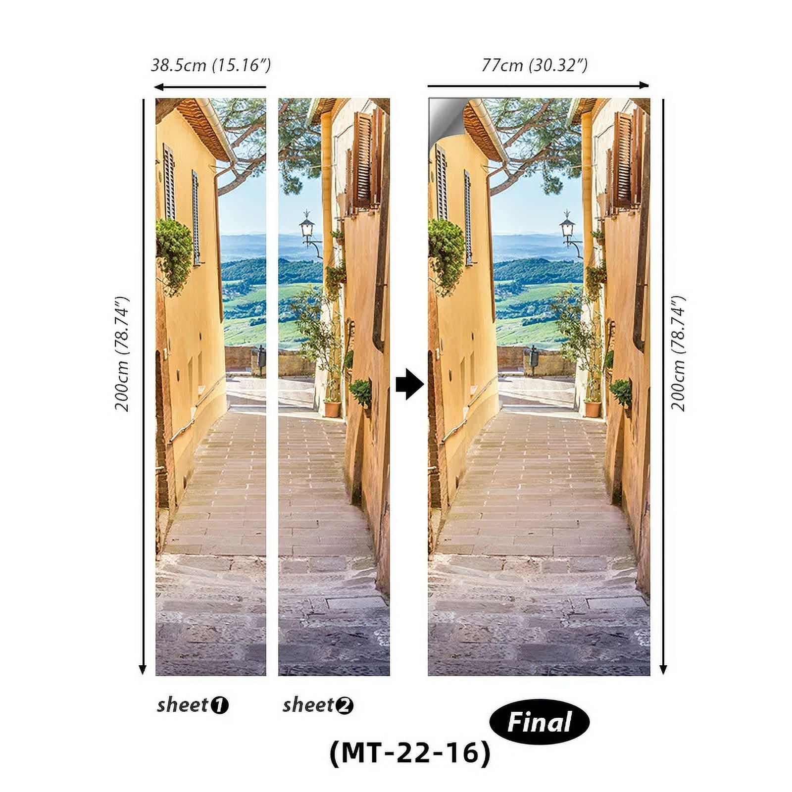 3D Urban and Rural Small Town Door Sticker Vinyl PVC Waterproof Self ...