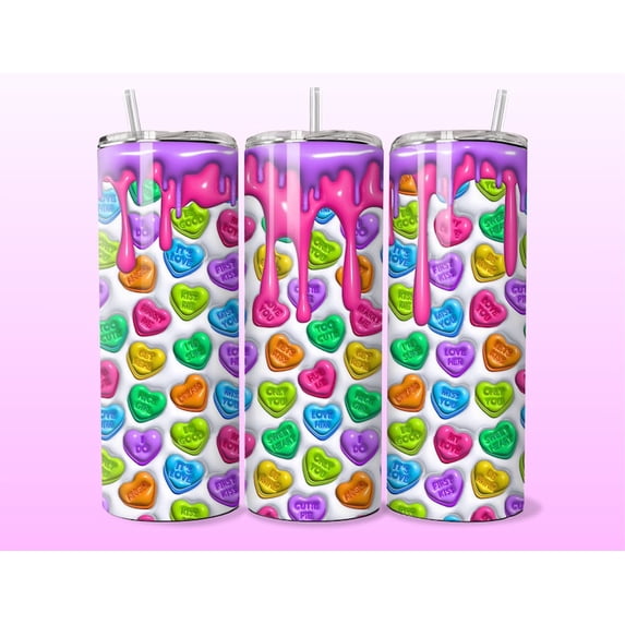 3D Valentine's Day Inflated Tumbler Wrap, Puffy Heart Conversation ...