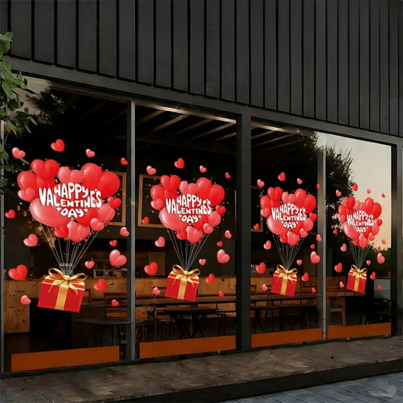 3D Valentines Day Heart Window Decal Sweet Romantic Sticker for Home ...