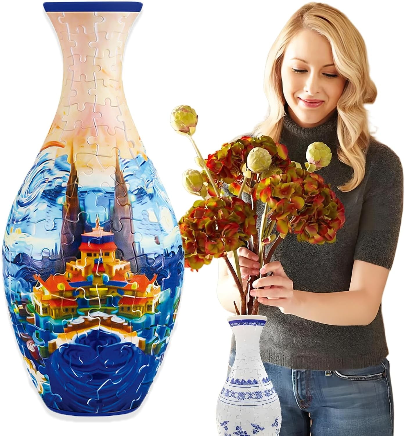 3D Vase Puzzle, 2025 New Puzzle Vase for Adults, 3D Flower Vase Puzzle ...