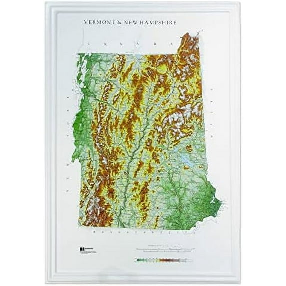 3D Vermont & New Hampshire Map | A True Raised Relief Map - You Can ...