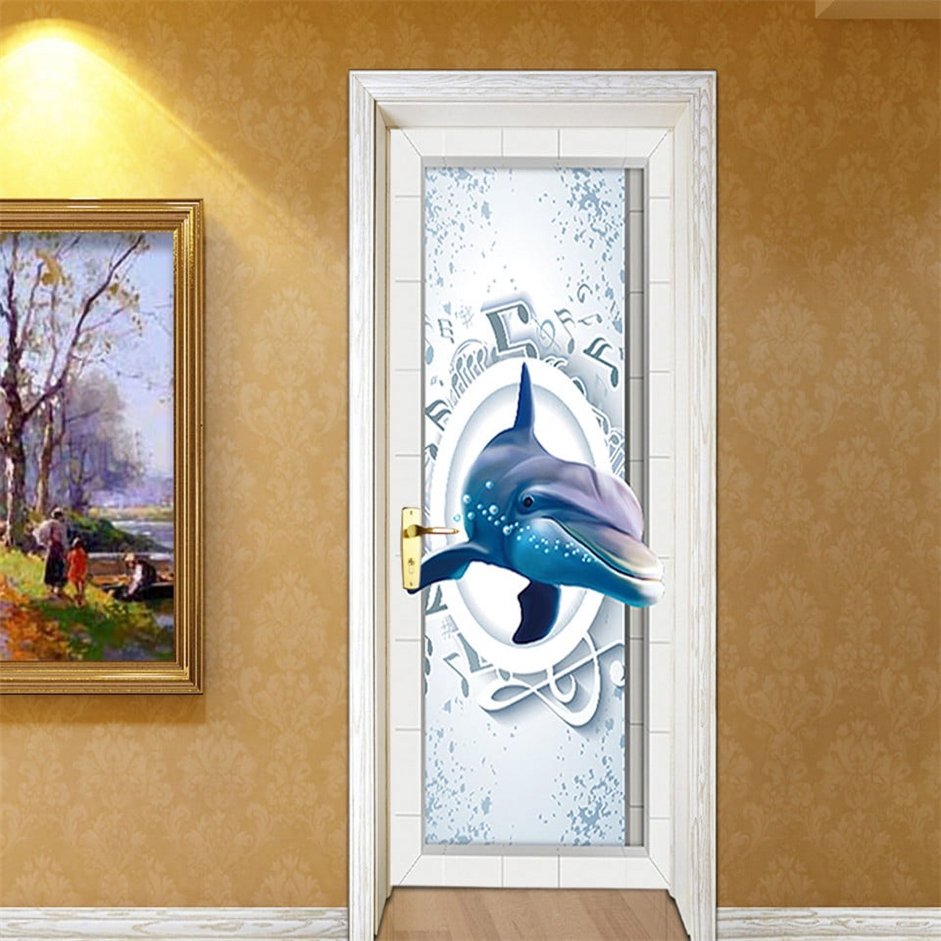 3D View Animals Door Stickers Vinyl Self Adhesive Sticker Waterproof ...