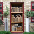 3D Vintage Bookshelf Door Stickers Library Bookcase Home Bedroom ...